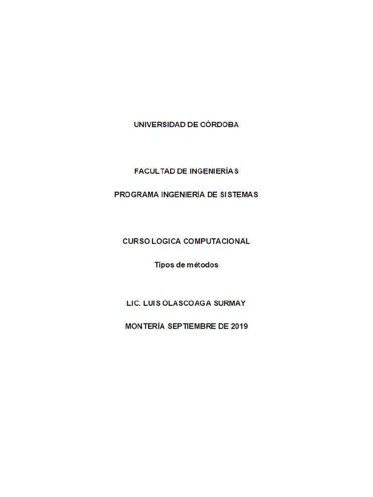 Tipos De Métodos En Java Pdf