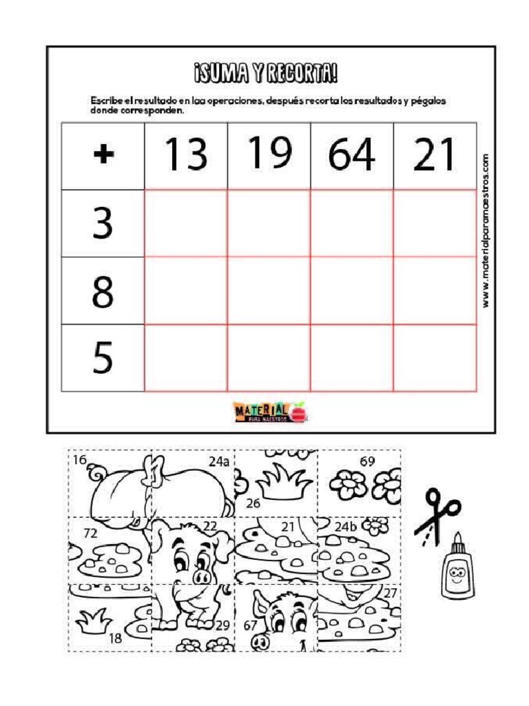 Sumas Con Recortables Refuerzo | PDF