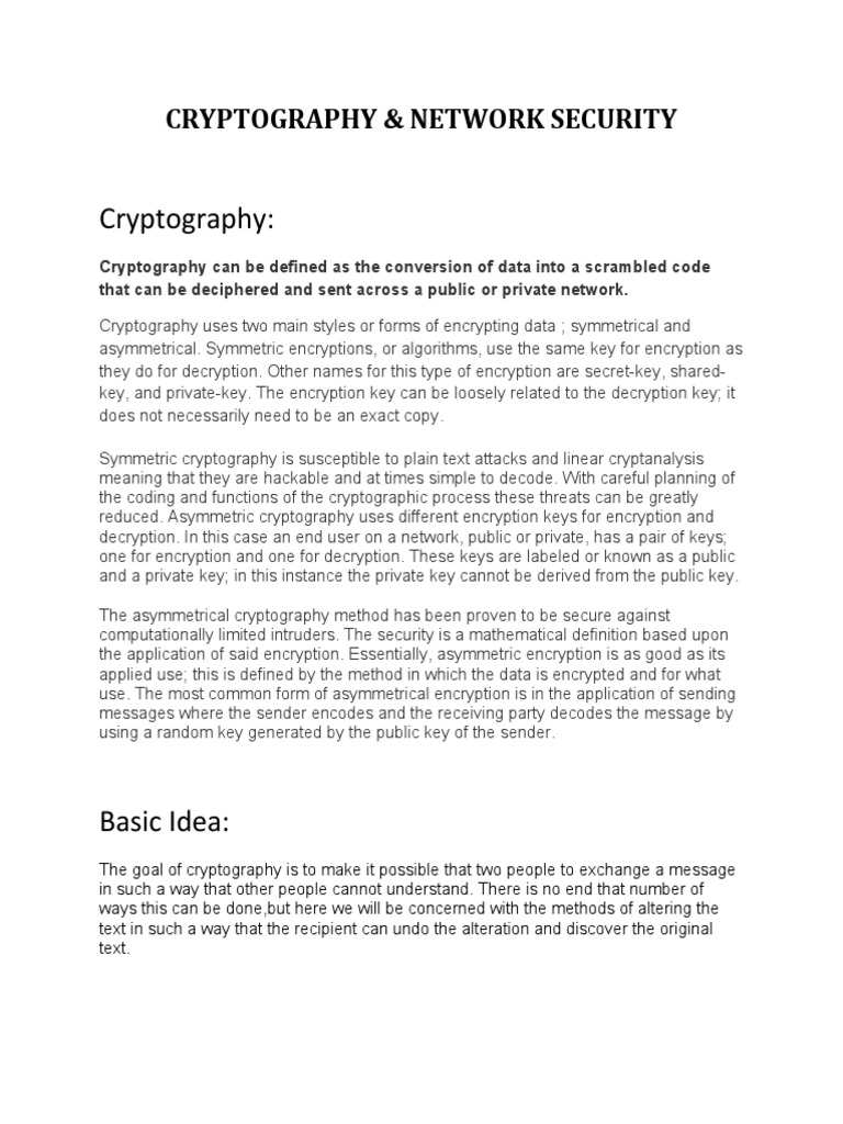 Cryptography & Network Security | PDF | Cryptography | Key (Cryptography)