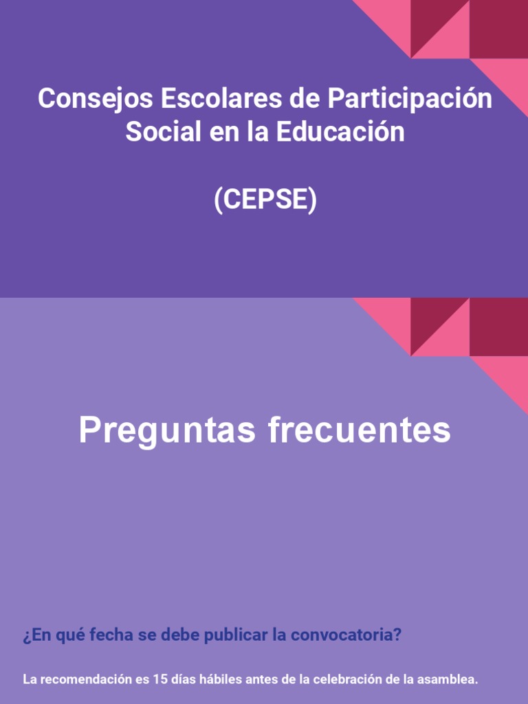 Consejos Escolares de Participación Social en La Educación (CEPSE ...