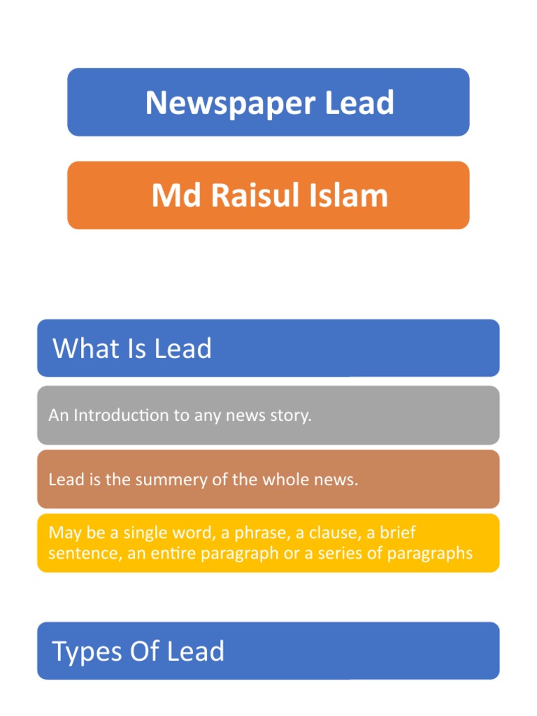 Newspaper Lead: An Introduction to the Different Types of Leads Used in ...