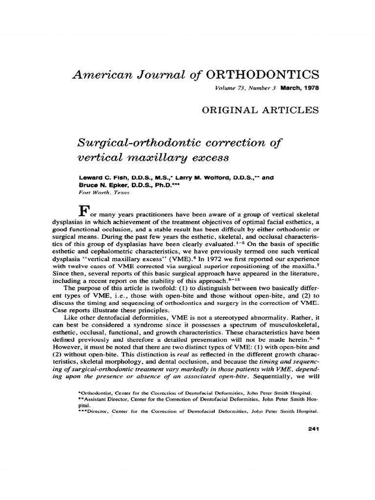 Epker y Fish. 1978. Corrección QX de ADF PDF | PDF | Orthodontics | Surgery