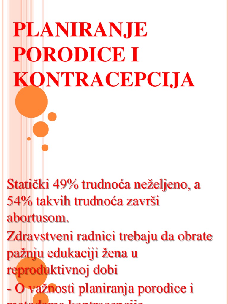 Planiranje Porodice I Kontracepcija 1 | PDF
