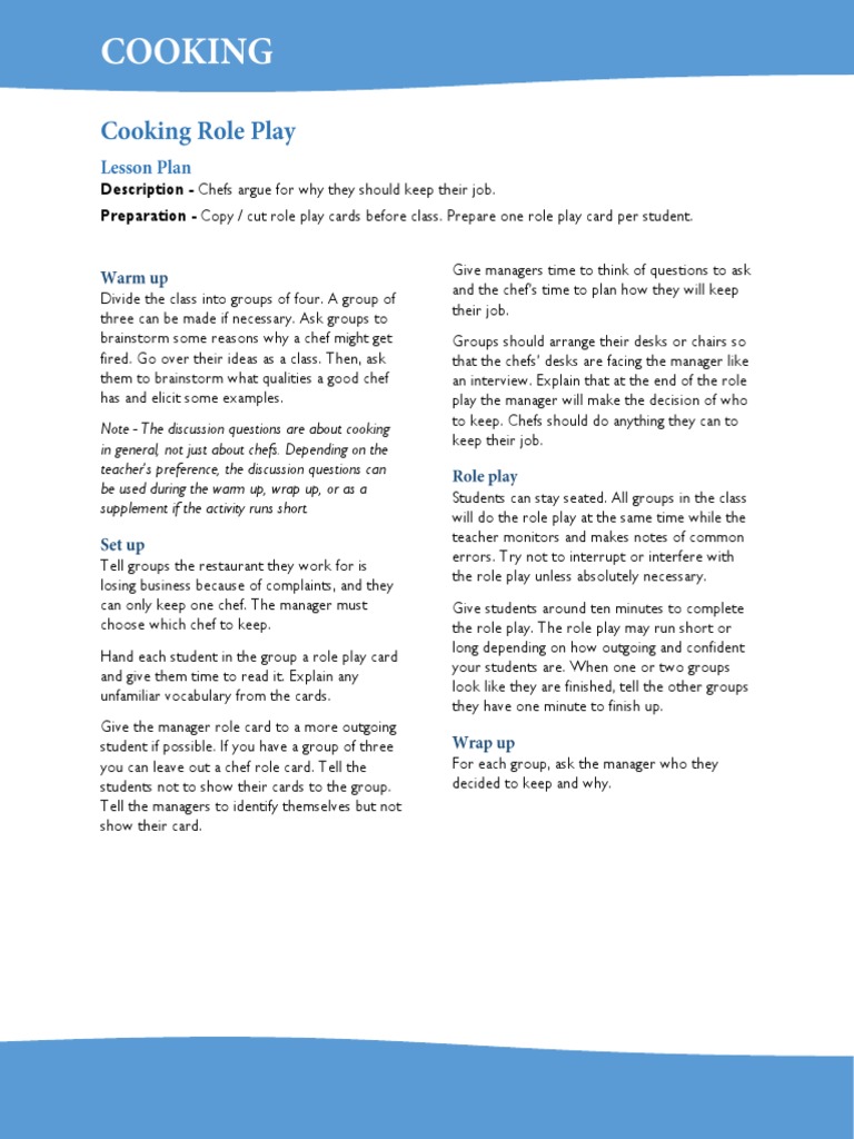 Sample Role Plays From ESL Role Plays PDF | PDF | Internet | Hotel And ...