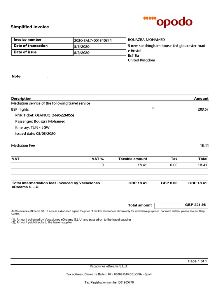 Simplified Invoice: Invoice Number Date of Transaction Date of Issue ...