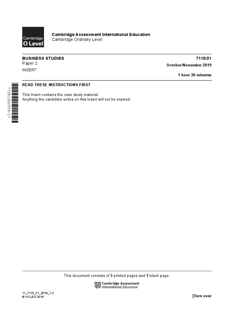 Cambridge Ordinary Level: Cambridge Assessment International Education ...