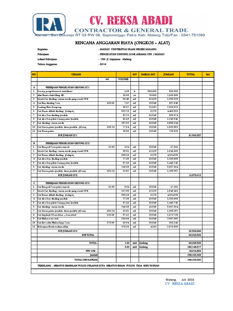 Uin Pengecatan Rab Penw Ra | PDF