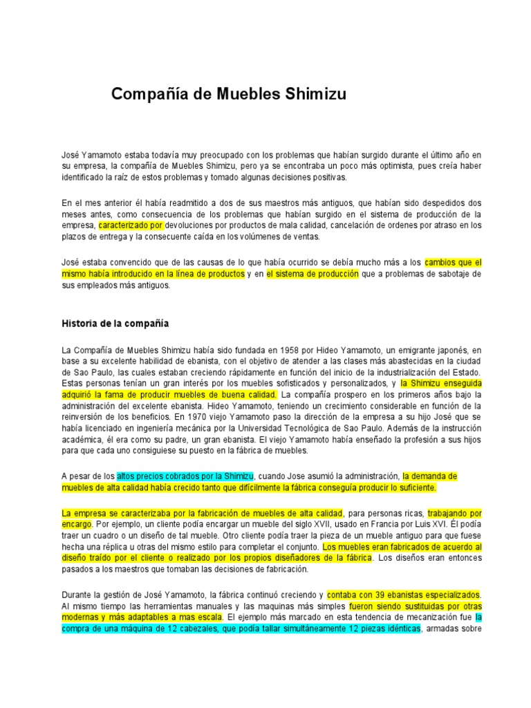 Caso Muebles Shimizu | PDF | Madera | Mecanización