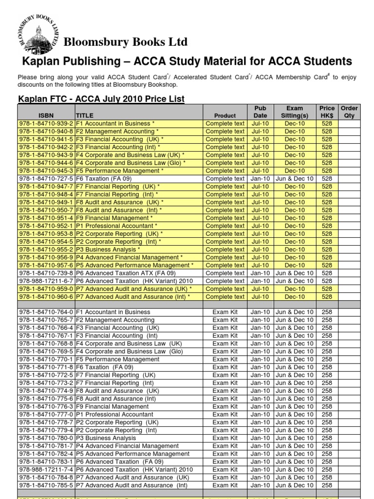 ACCA Study Materials Discount | PDF | Accounting | Service Industries