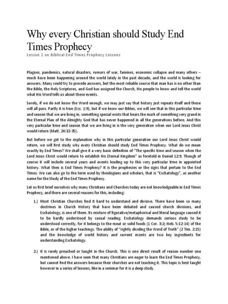 Importance of Studying End Times Prophecy | PDF | End Time | John The ...