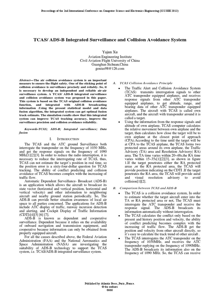 TCAS/ ADS-B Integrated Surveillance and Collision Avoidance System ...