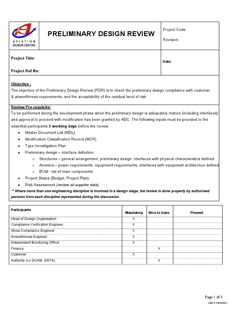 ADC.F.7 Preliminary Design Review | PDF | Risk | Systems Engineering