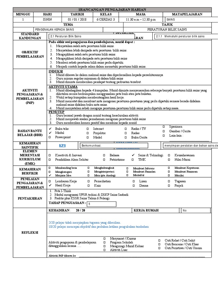 Contoh RPH Sains Tahun 6 2019 | PDF | Karier & Perkembangan