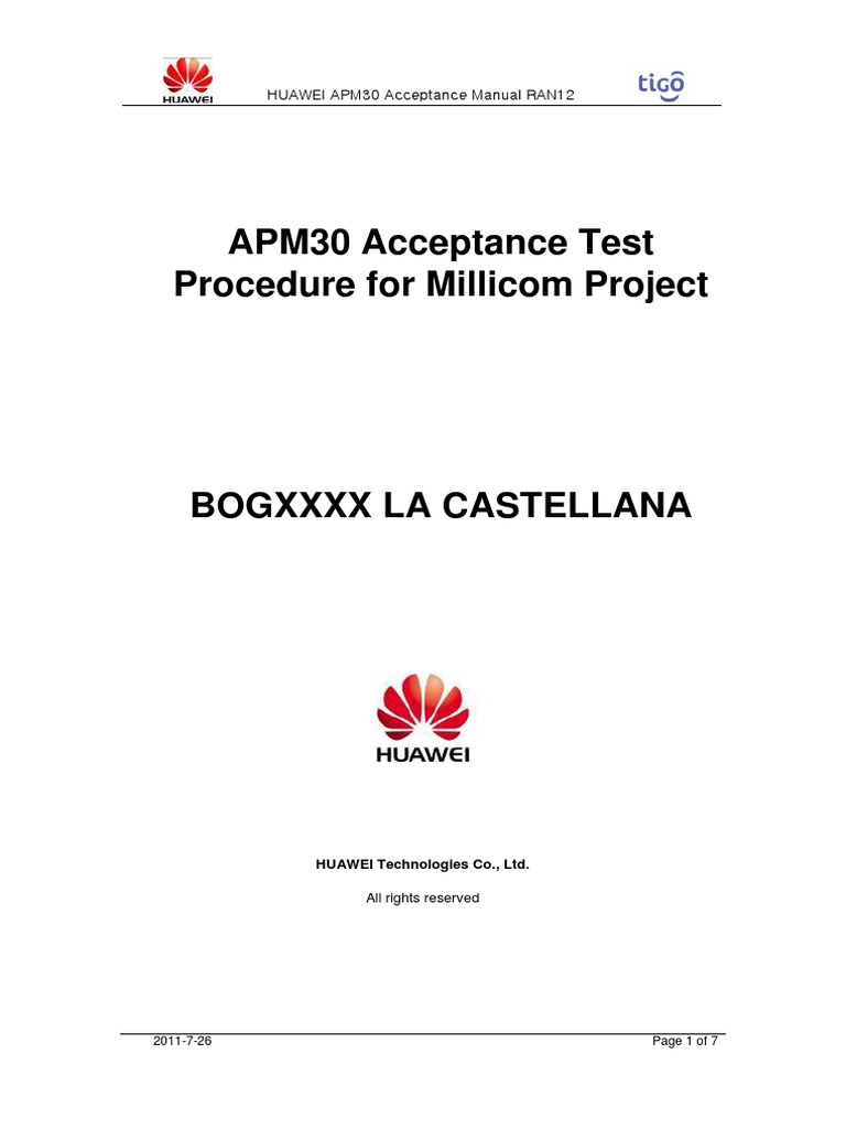 APM Acceptance Test Procedure V2.0 (APM30) PDF | Download Free PDF ...