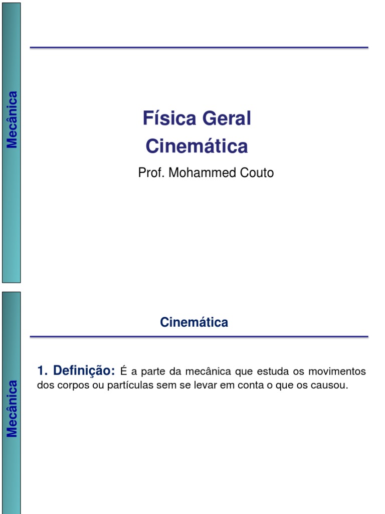 Aula 1 - CINEMÁTICA PDF | PDF | Cinemática | Trajetória