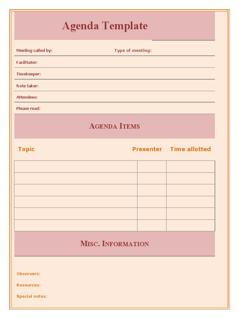 Free Agenda Template | PDF