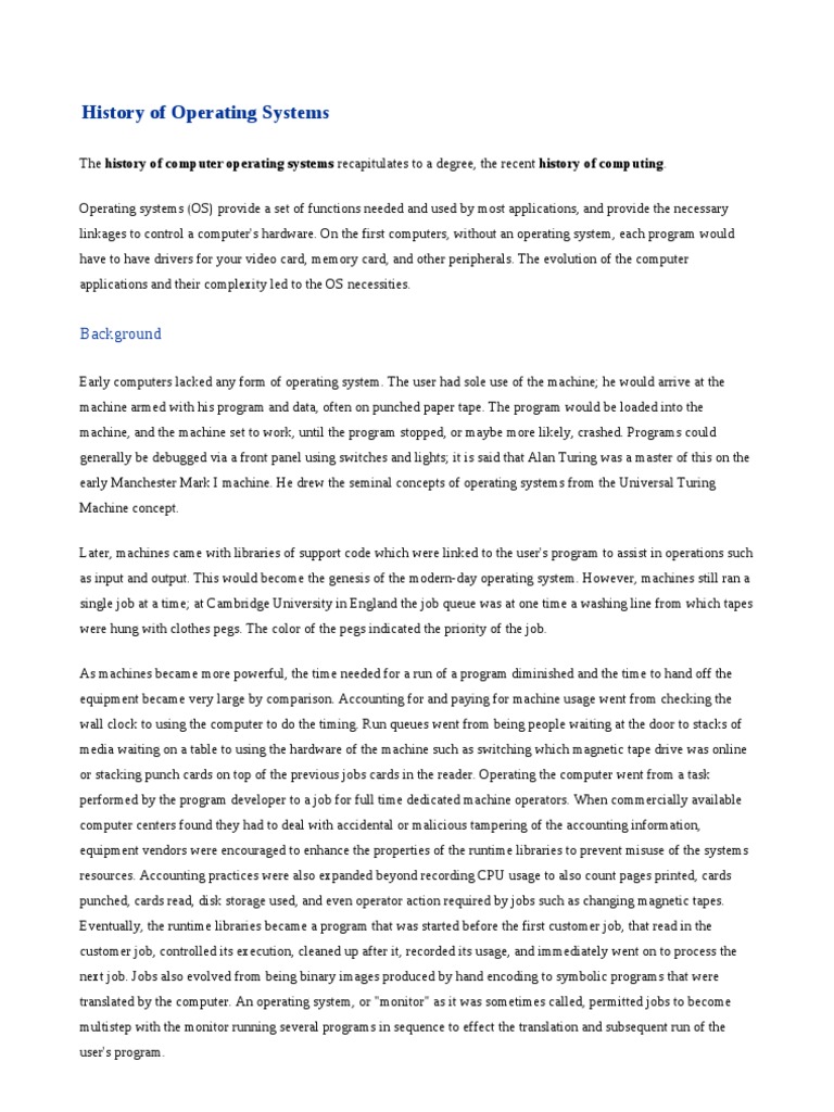 History of Operating Systems | PDF | Operating System | Video Game Consoles