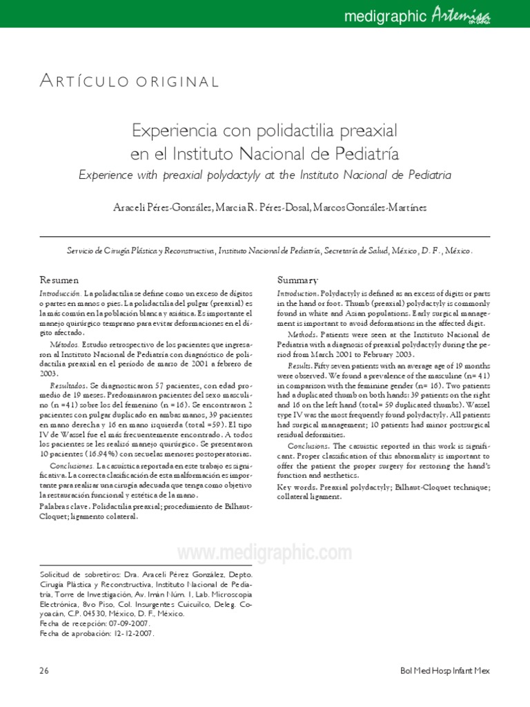Polidactilia Preaxial | PDF | Mano | Sistema musculoesquelético
