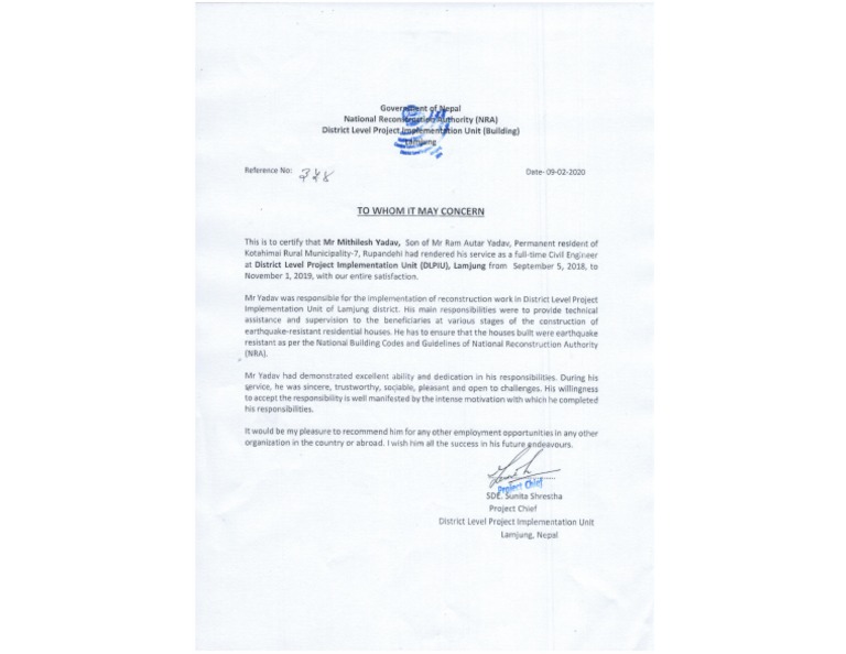 NRA Recommendation Letter | PDF