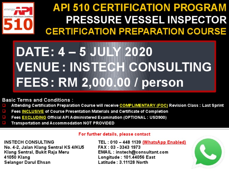 API 510 Flyers-JULY 2020-FULL COURSE-INSTECH CONSULTING | PDF ...