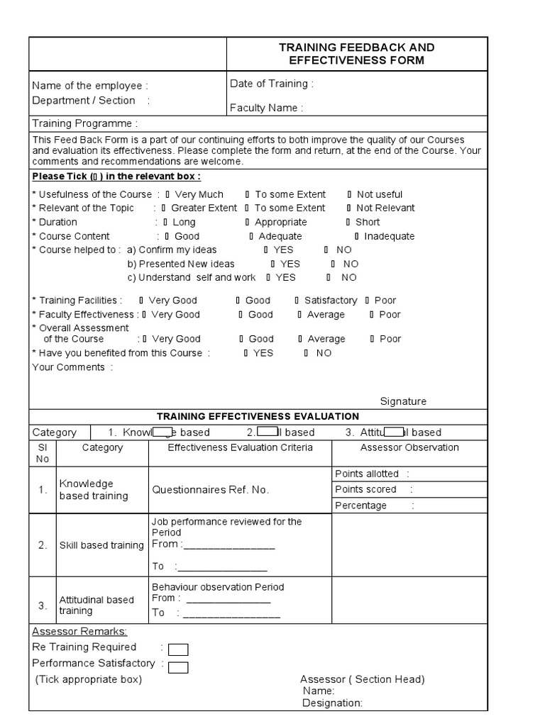 Fh-Hra-05 Training Feedback Form | PDF | Behavioural Sciences | Psychology