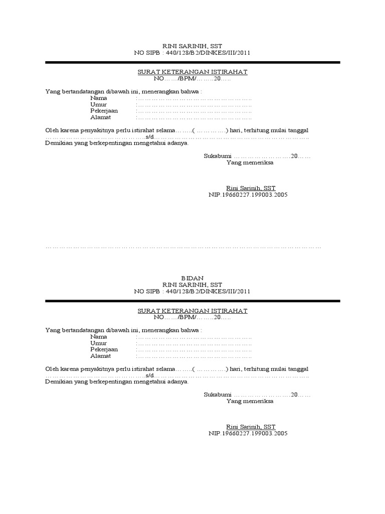 Surat Keterangan Istirahat Medis | PDF