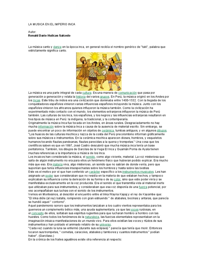La música en la cultura Inca: Expresión, instrumentos y tipos según ...