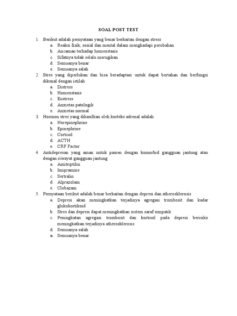 SOAL POST TEST Webinar 2 | PDF | Pengembangan Diri | Kesehatan Holistik