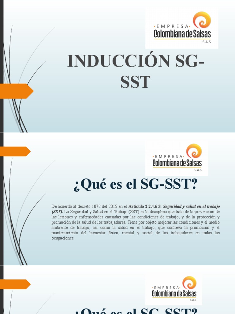 Inducción SG-SST | PDF | Seguridad y salud ocupacional | Seguridad