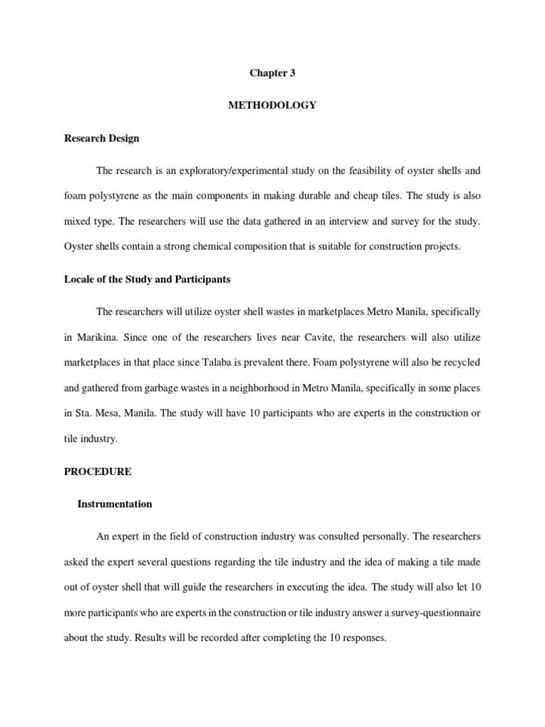 Talaba Shells As Tiles Chapter 3 | PDF | Polystyrene | Survey Methodology