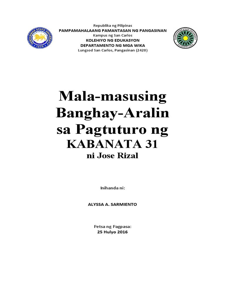 Noli Kabanata 31 Alyssa Sarmiento | PDF
