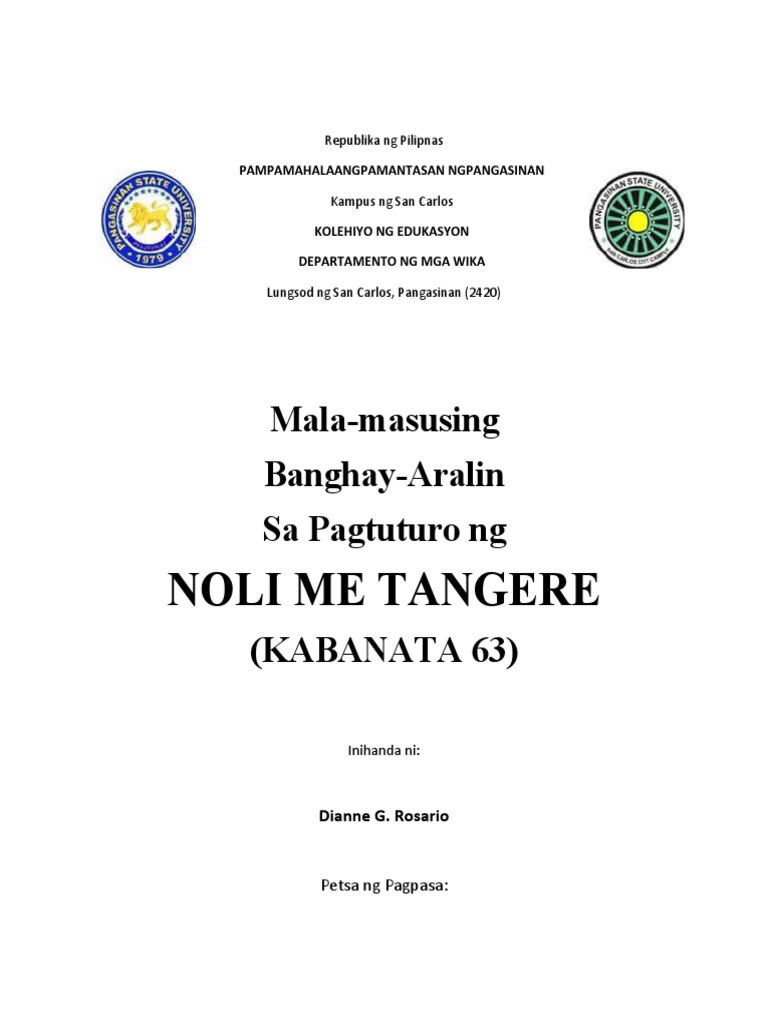 Noli Me Tangere Kabanata 63 (Dianne G. Rosario) | PDF