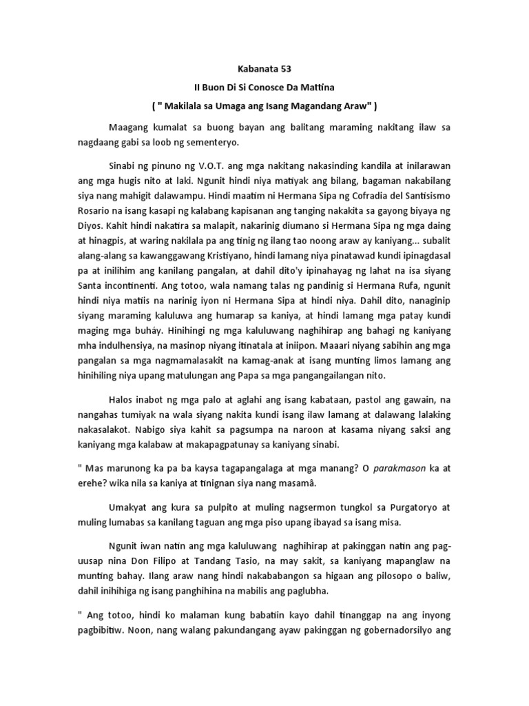 Noli Me Tangere - Kabanata 53 (Maybelen Calugay) | PDF