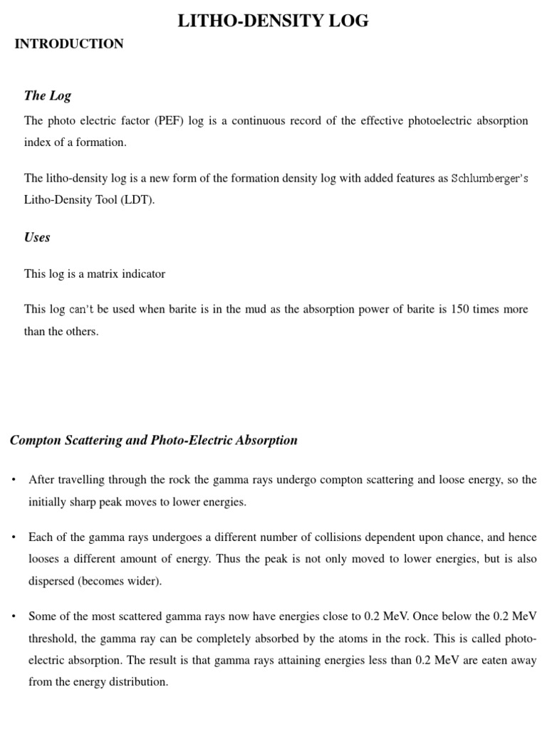 Litho-Density Log: A Comprehensive Guide to Using Photoelectric Factor ...