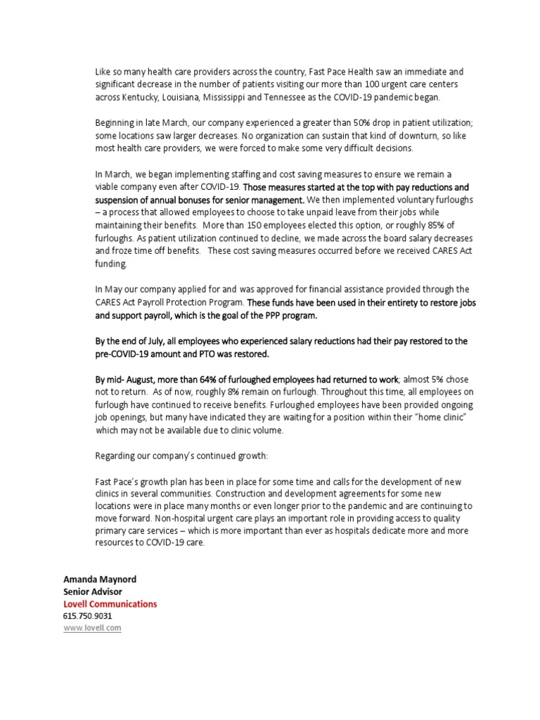 Fast Pace Statement | PDF | Payroll | Employment