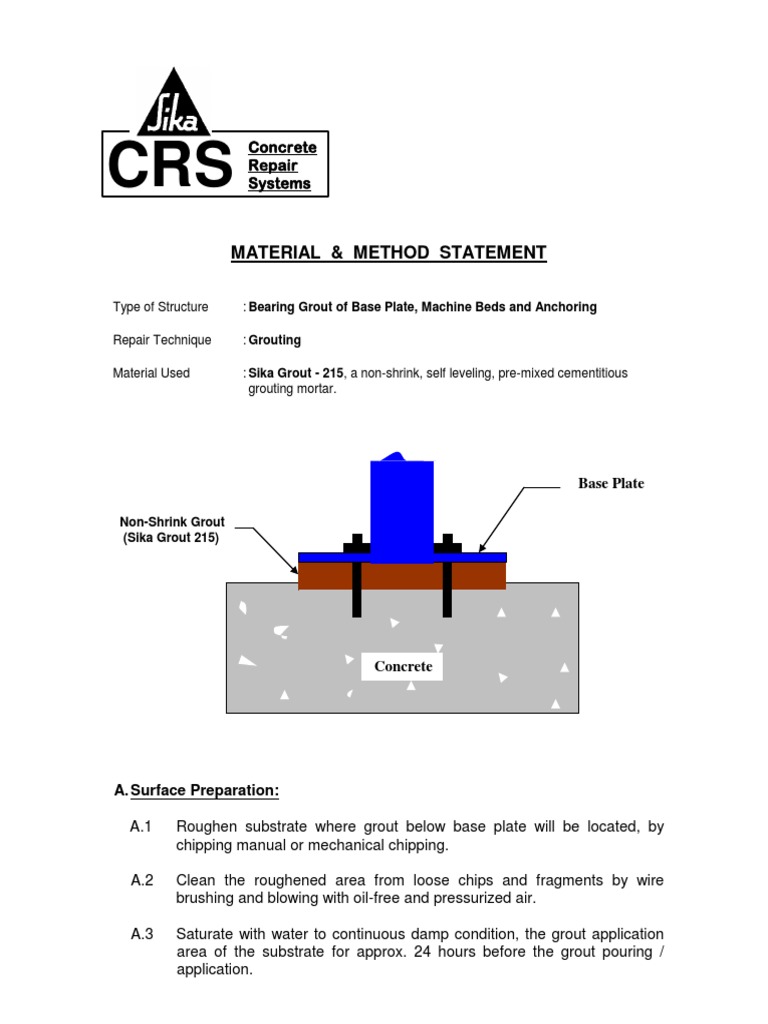 Material & Method Statement: Concrete Repair Systems | Download Free ...