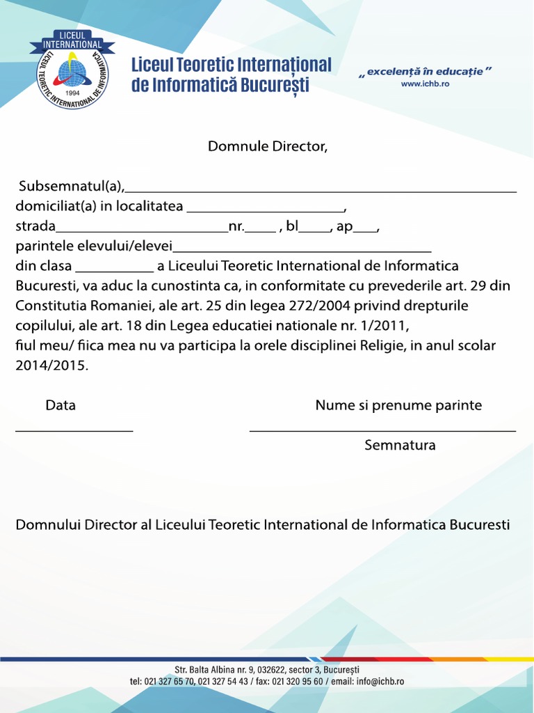 Cerere Retragere Religie PDF | PDF