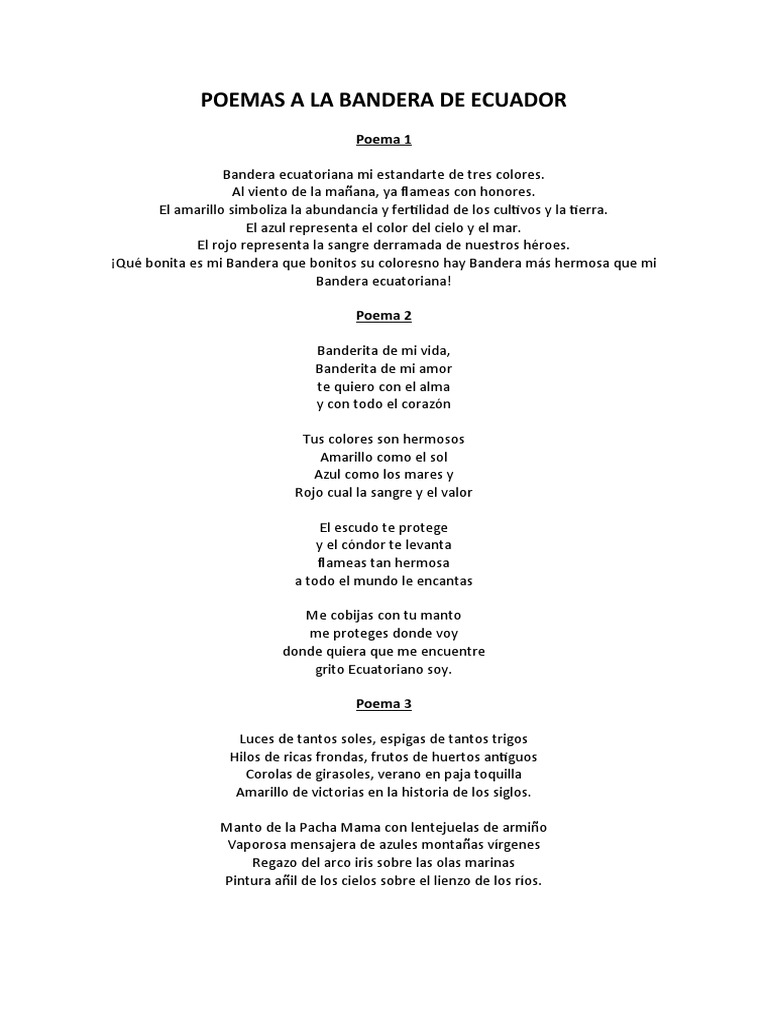 Poemas A La Bandera de Ecuador | PDF | Ecuador