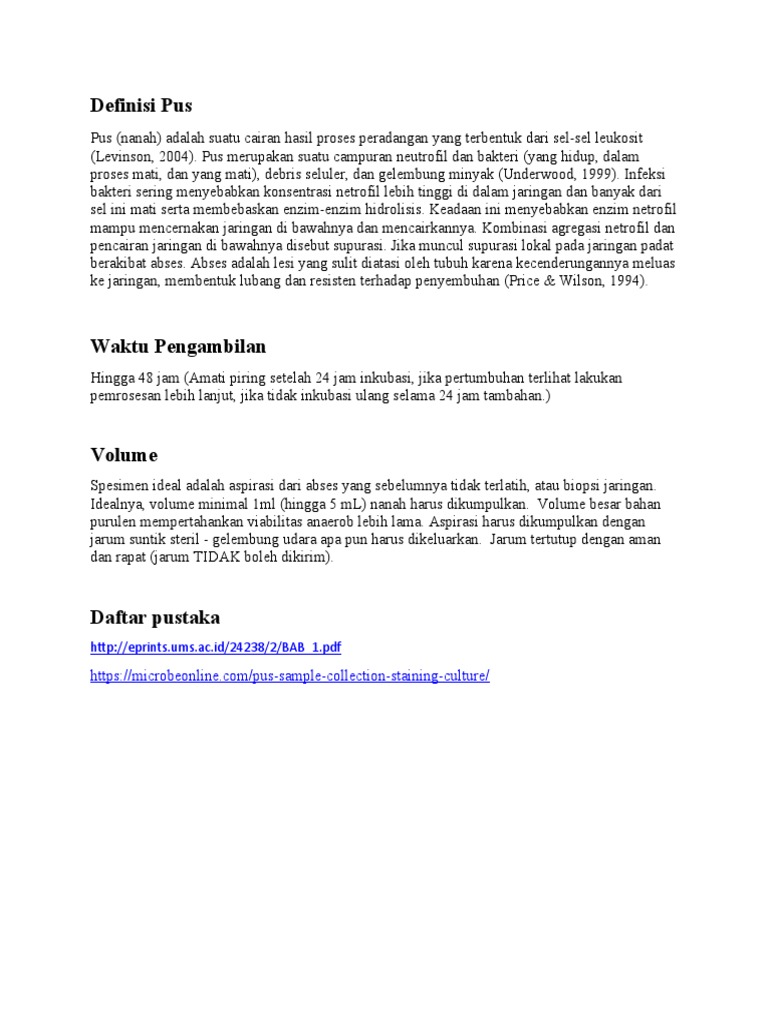 Definisi dan Karakteristik Pus | PDF
