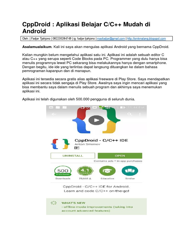Modul Mengenal CppDroid, Aplikasi Editor C++ Berbasis Android Untuk Belajar Pemrograman Dasar ...