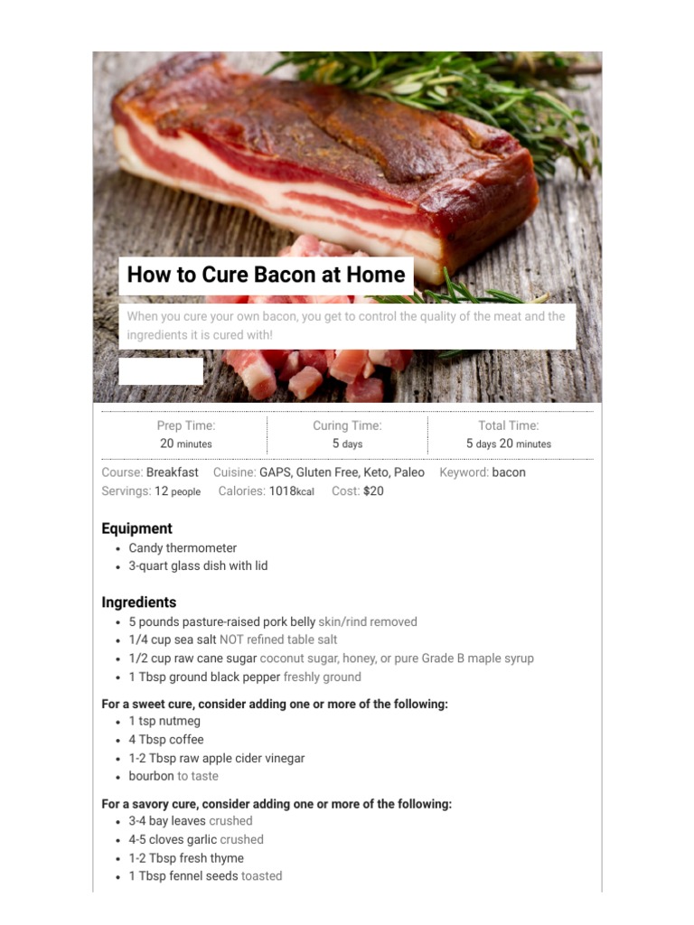 How To Cure Bacon at Home - Small Footprint Family™ | PDF | Bacon ...