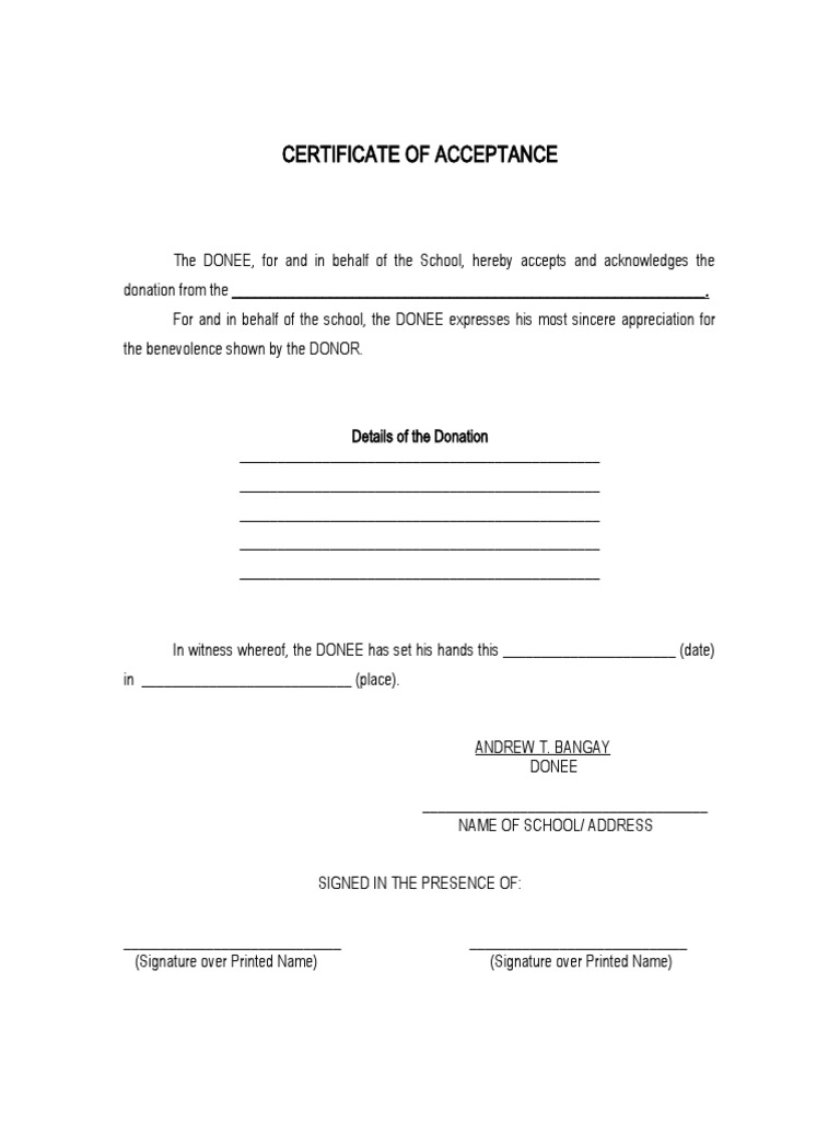 Deed of Acceptance New | PDF