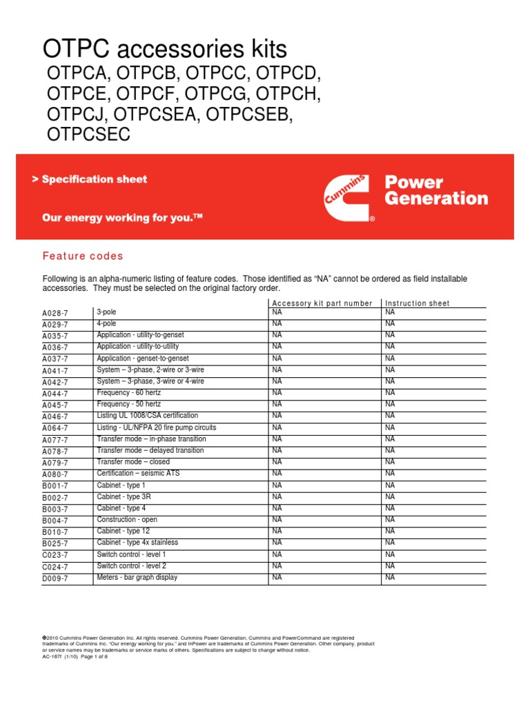 OTPC Accessories Kits: Otpca, Otpcb, Otpcc, Otpcd, Otpce, Otpcf, Otpcg ...