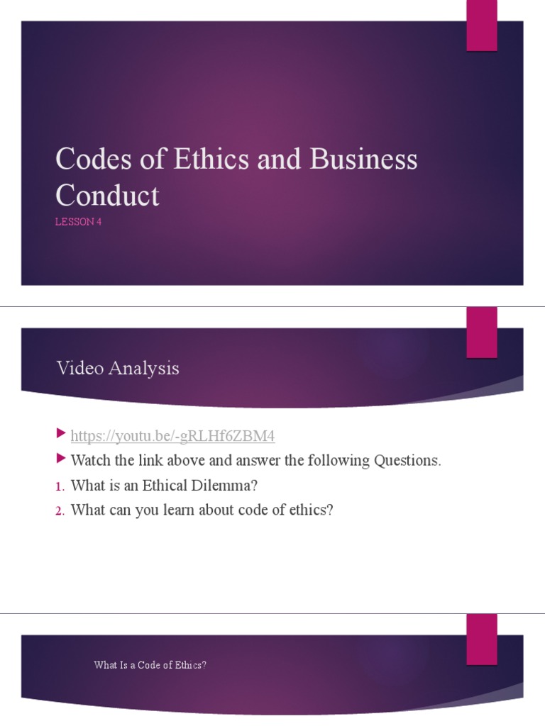 Codes of Ethics and Bus Conduct | PDF | Business Ethics | Integrity