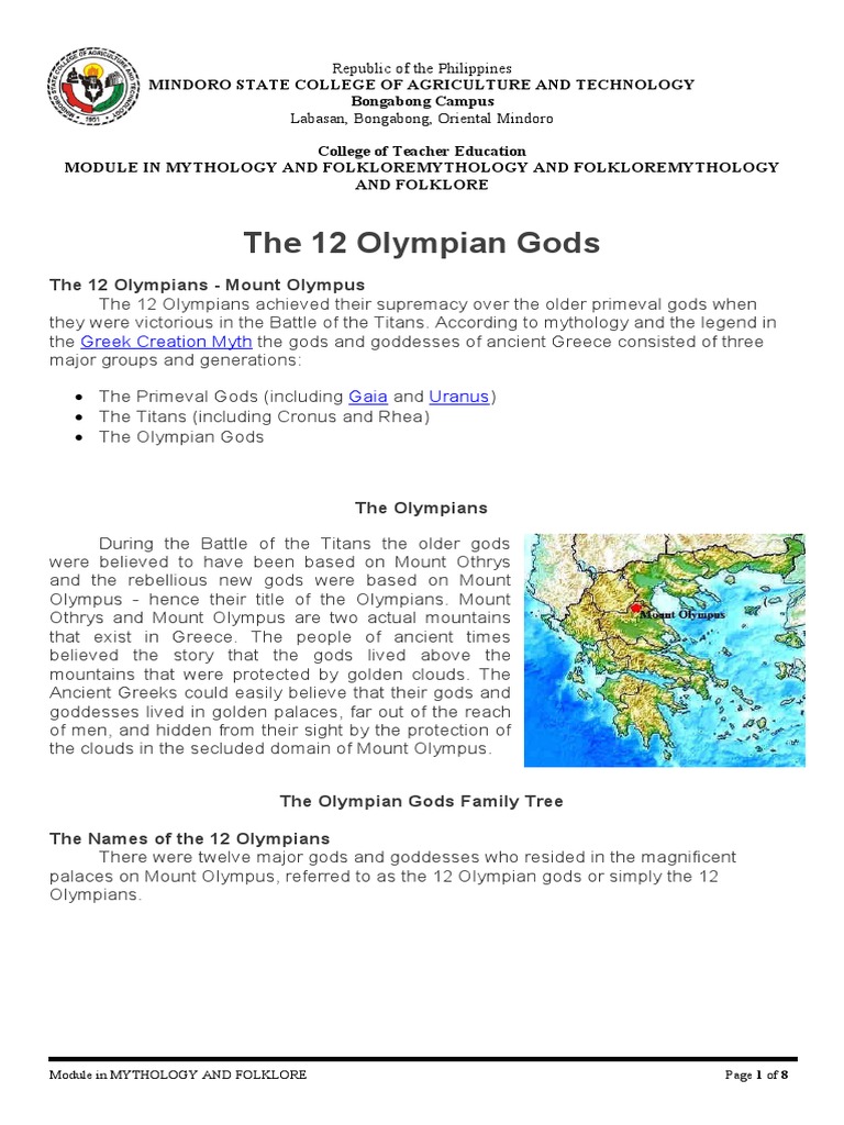 The 12 Olympian Gods: The 12 Olympians - Mount Olympus | PDF | Twelve ...