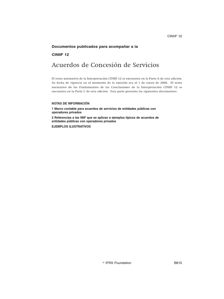 IFRIC 12 - Casos PDF | PDF | Activo intangible | normas internacionales de INFORMACION FINANCIERA