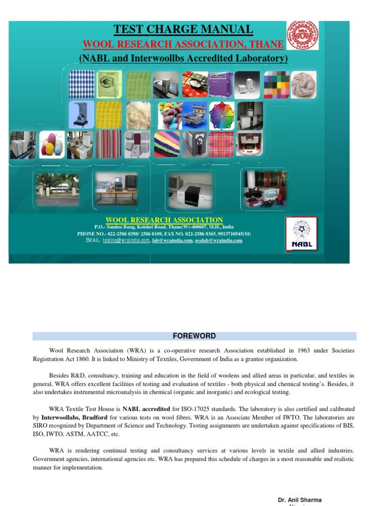 Test Charge Manual Test Charge Manual: Wool Research Association, Thane ...