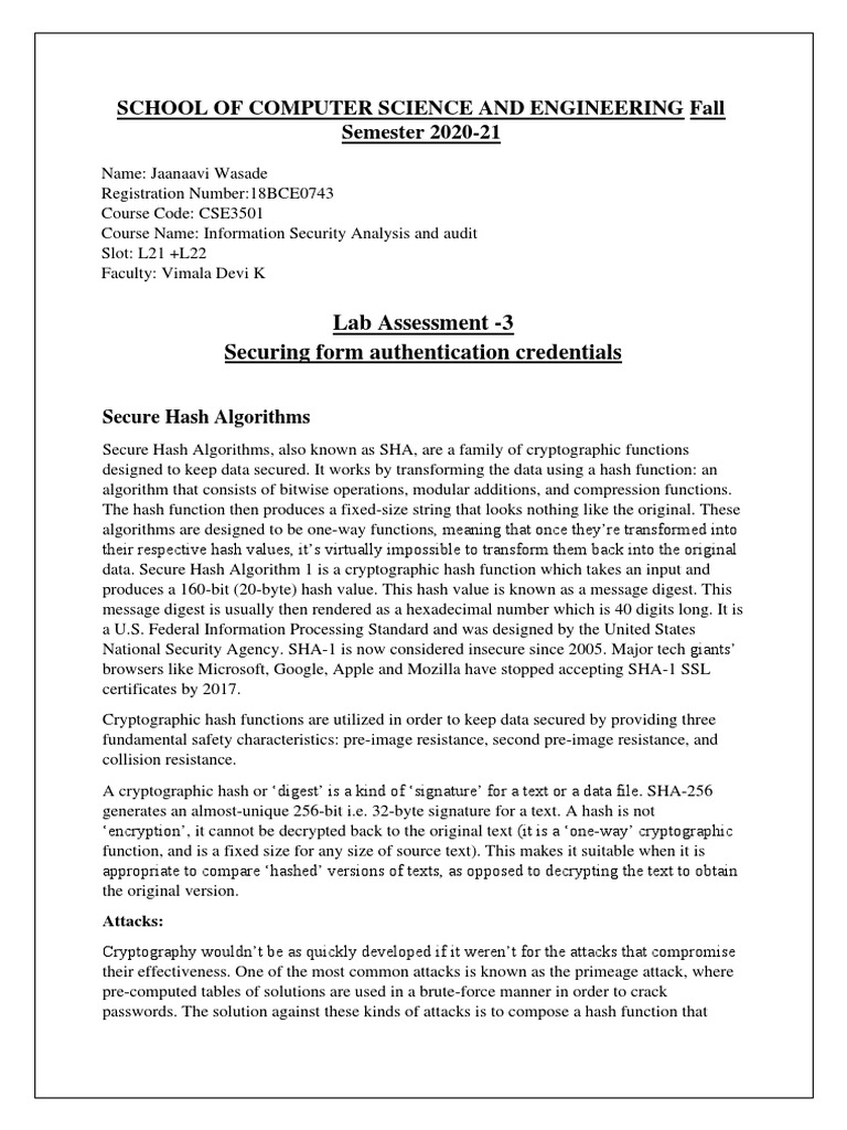 School of Computer Science and Engineering Fall Semester 2020-21 | PDF | Espionage Techniques ...