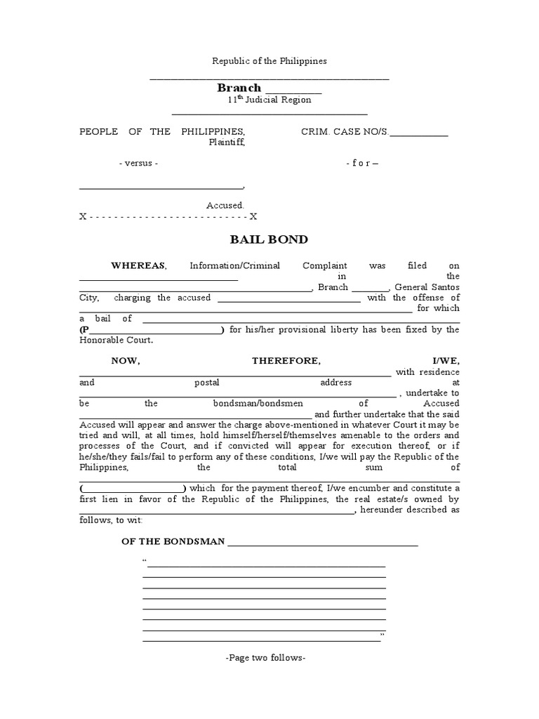 Bail Bond-Form | Download Free PDF | Bail | Public Sphere