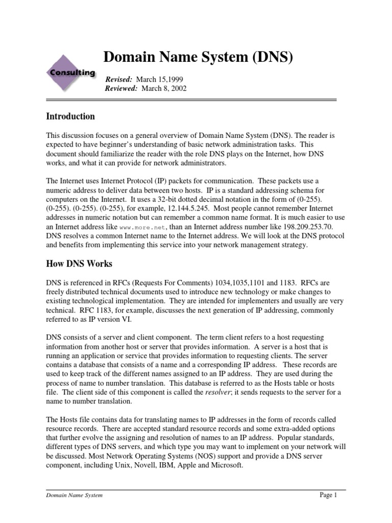 DNS PDF | PDF | Domain Name System | Domain Name